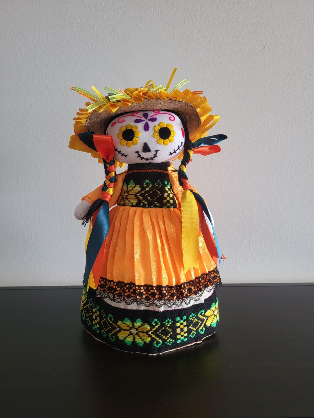 LA CATRINA DOLL, Day of the Dead Traditional Mexican Doll Orange ...