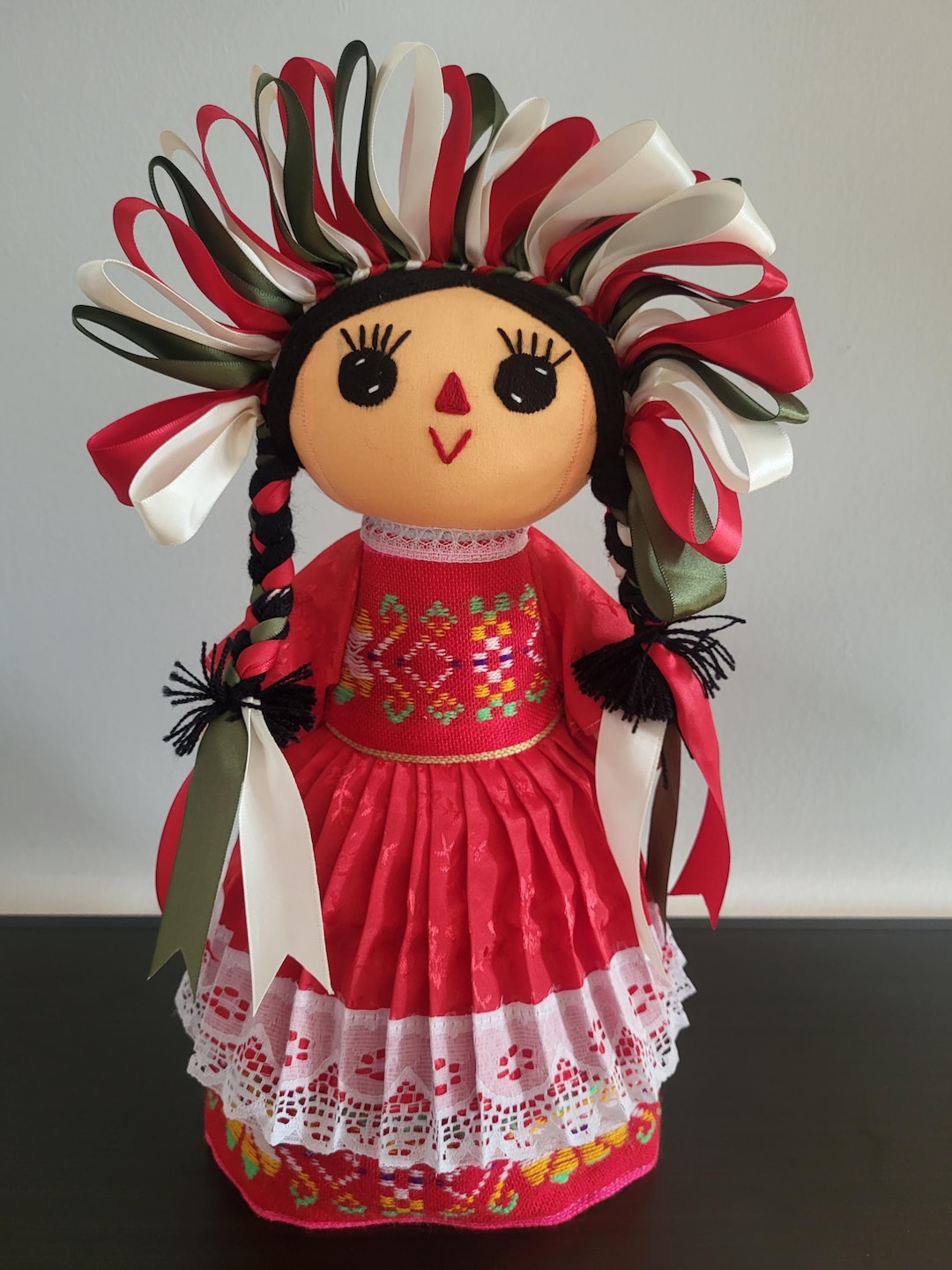 LELE DOLL, Traditional Mexican Doll Red & Green Color, Double Layer ...