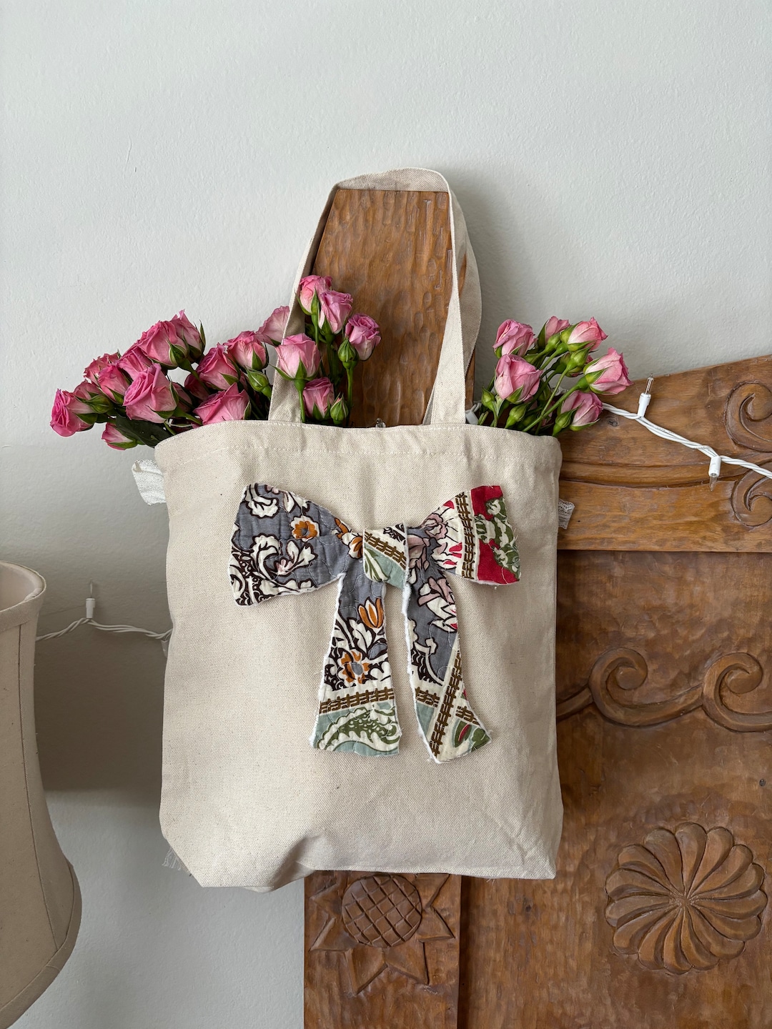 Bow Purse, Vintage Quilt Repurposed Tote Bag, Upcycled, Repurposed ...