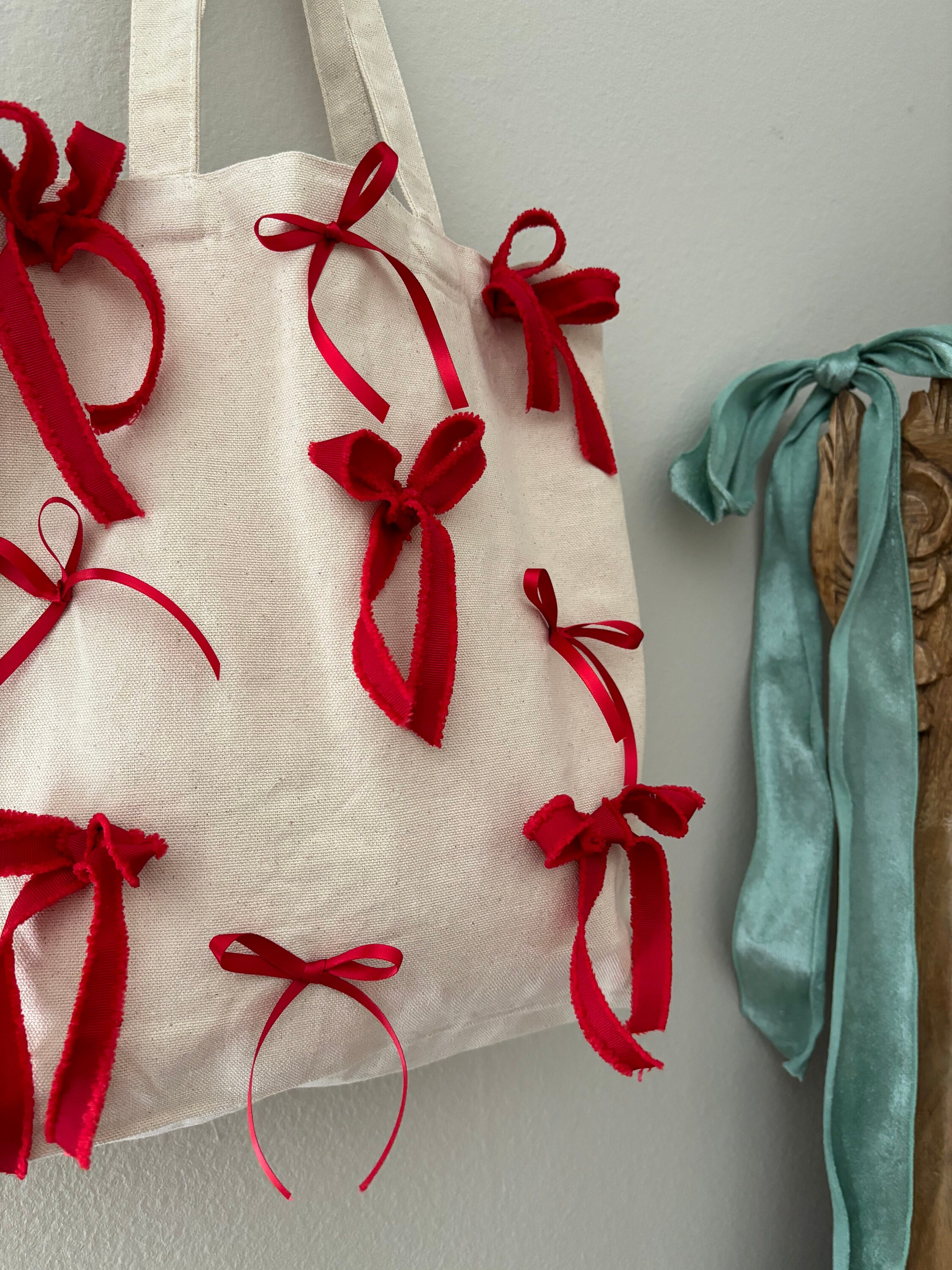 Coquette Bow Tote Bag, Bow Purse, Handmade Bow, Farmers Market Tote Bag ...