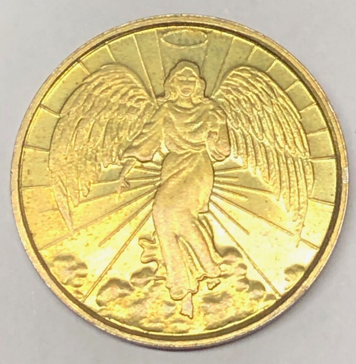 Vintage Angel of God Guardian Angel-double-sided Brass Gold Tone ...