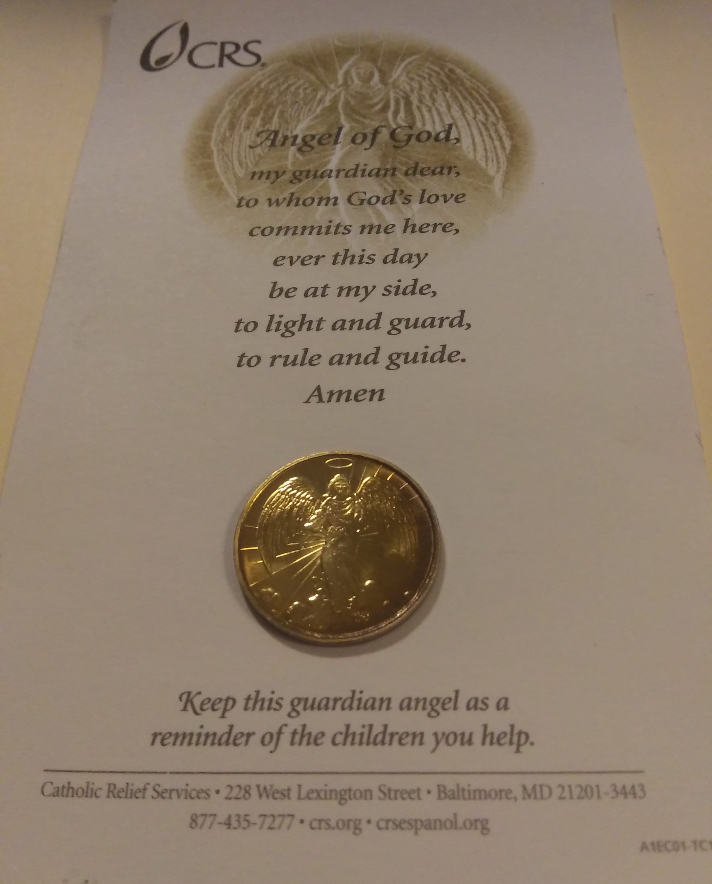 Vintage Angel of God Guardian Angel-double-sided Brass Gold Tone ...