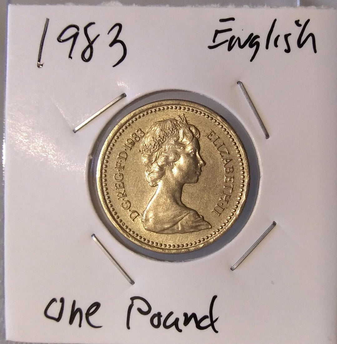 1983 Queen Elizabeth II One Pound Coin Dieu Et Mon Droit in Cello Flip ...