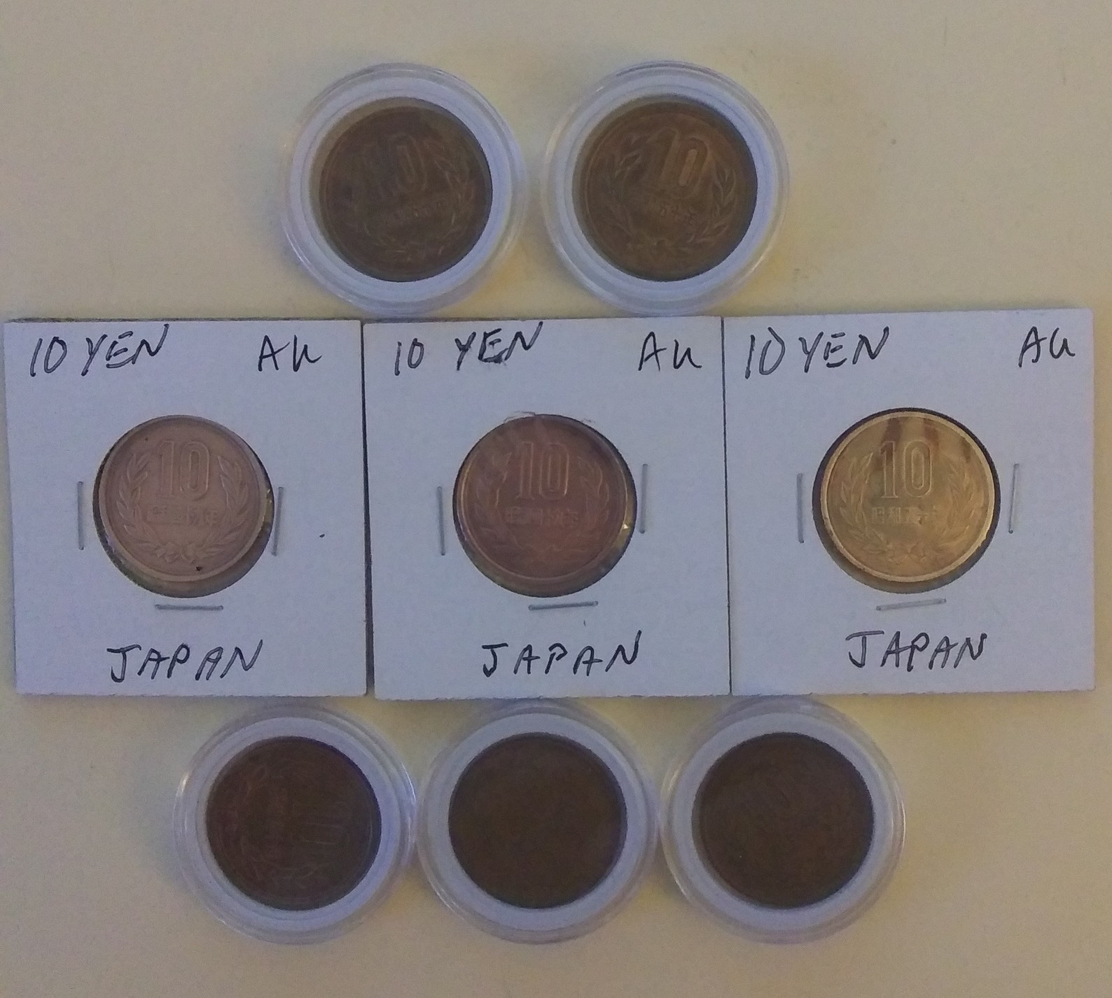 10 Yen Coins From Japan 8 Coins With Various Dates 3 Are AU Quality and ...