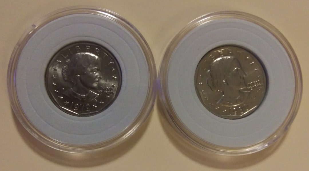 1979-D, 1980-P Susan B Anthony Liberty Dollar Coin FG Frank Gasparro AU ...
