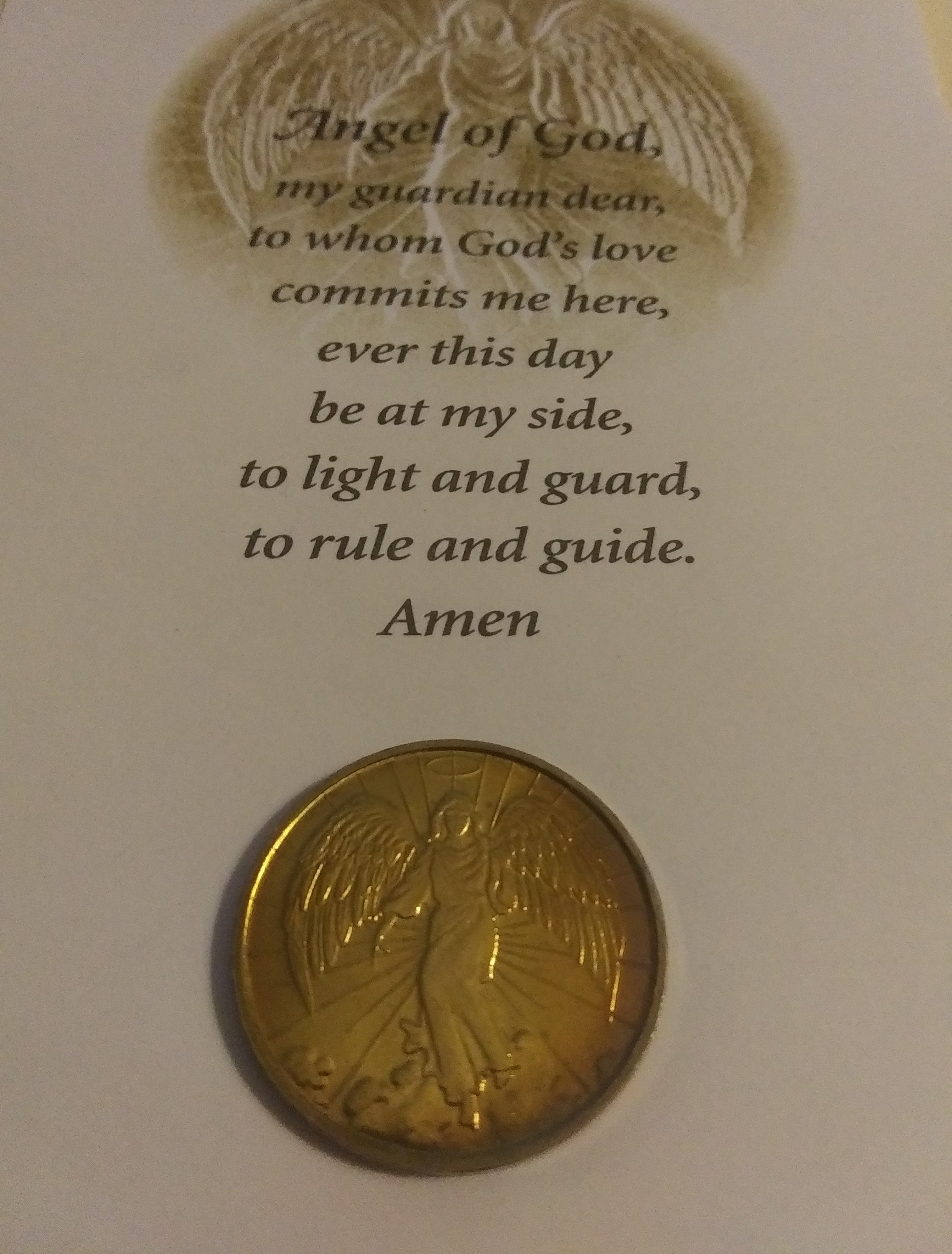 Vintage Angel of God Guardian Angel-double-sided Brass Gold Tone ...