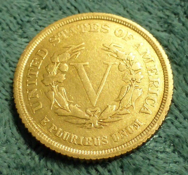 1883 V Nickel, Racketeer Nickel Gold Plated, VG-08 Condition, Without ...