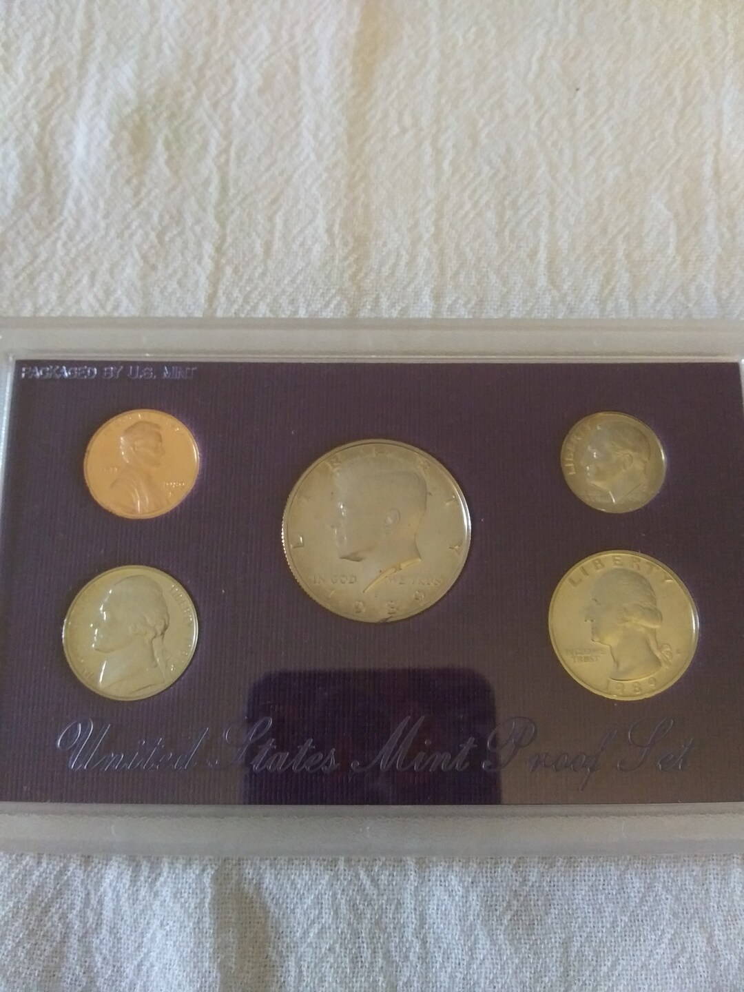 1989-S US Mint Proof Sets, 5 Coins. Original Gov't Packaging in Hard ...