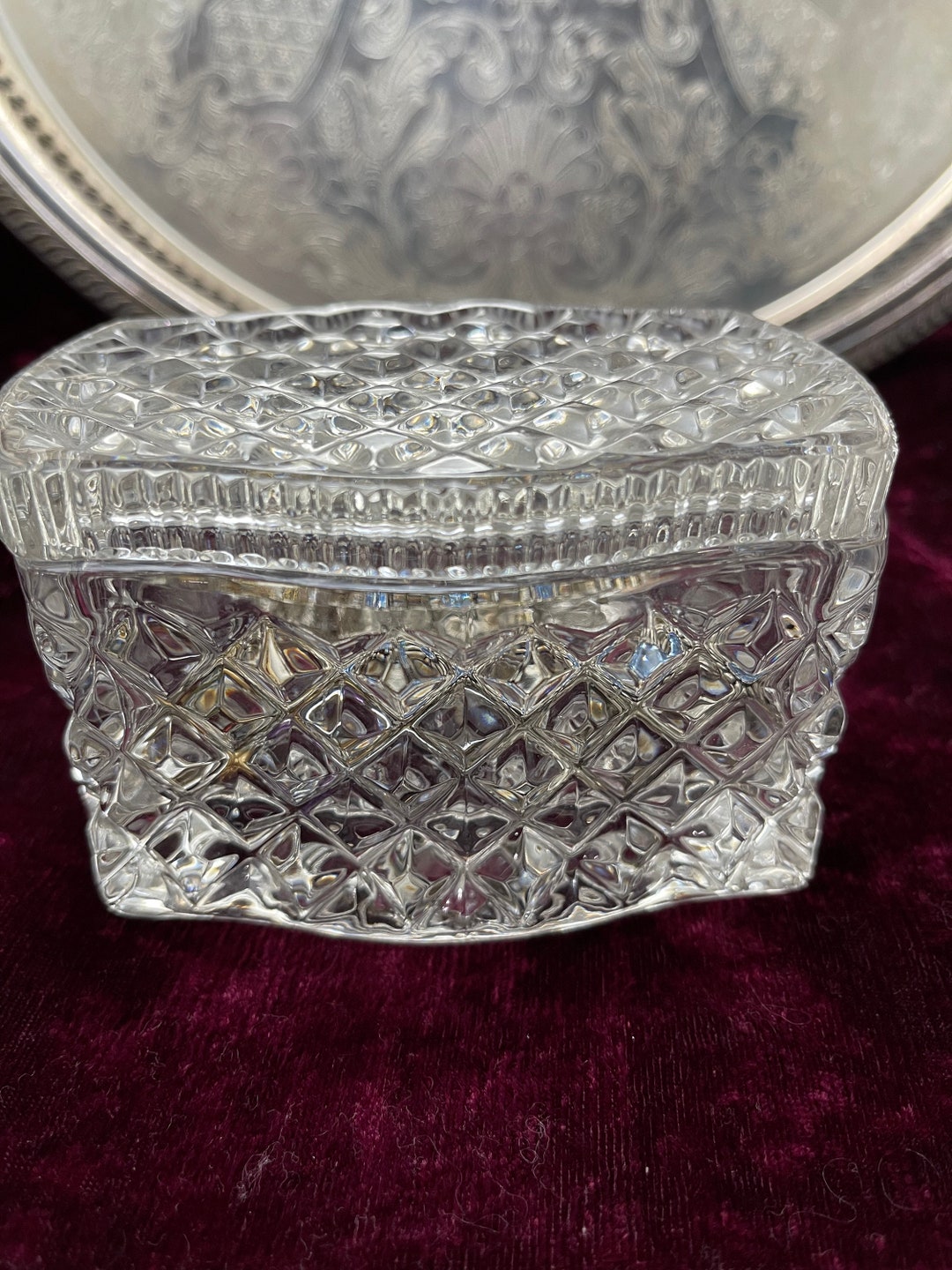 Antique Crystal Box With Lid - Etsy