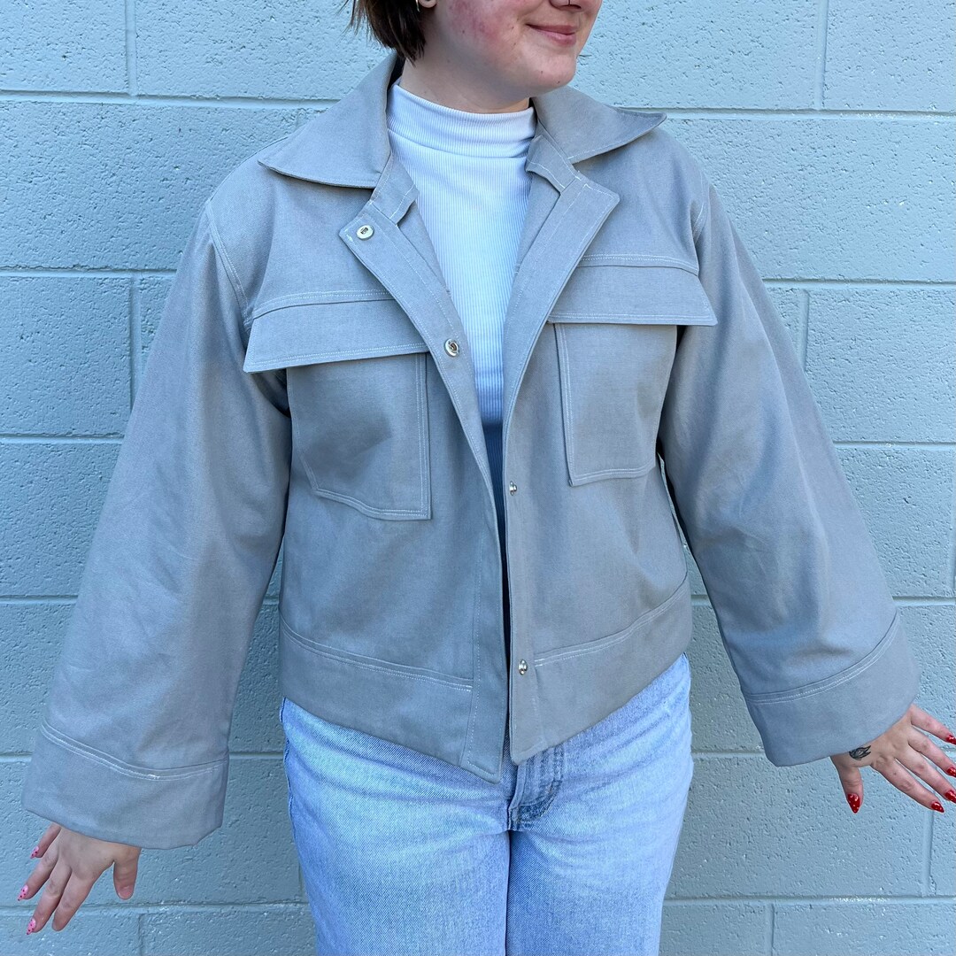 Grey Canvas Spring Jacket - Etsy