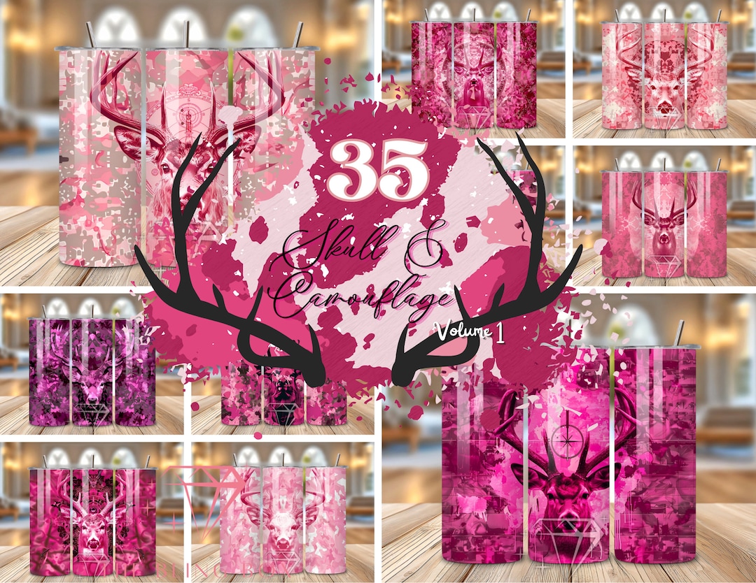 Pink Hunting Camouflage Buck Sublimation Design, Digital Image Bundle ...