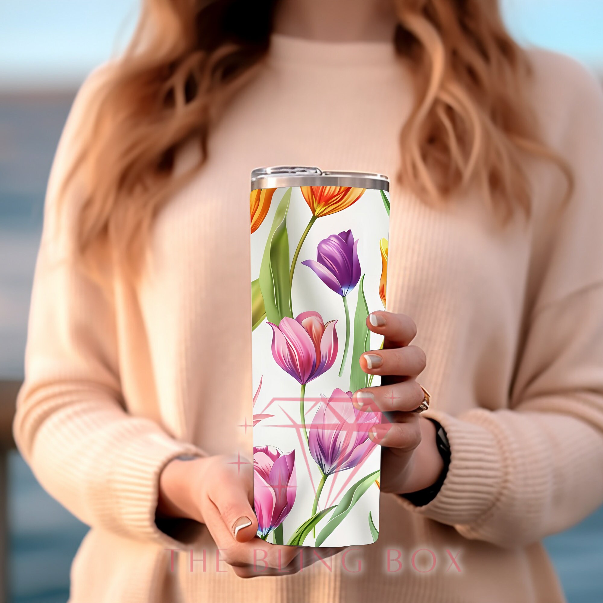 Customizable Vibrant Tulips Mamie Design for 20 Oz Skinny Tumbler ...