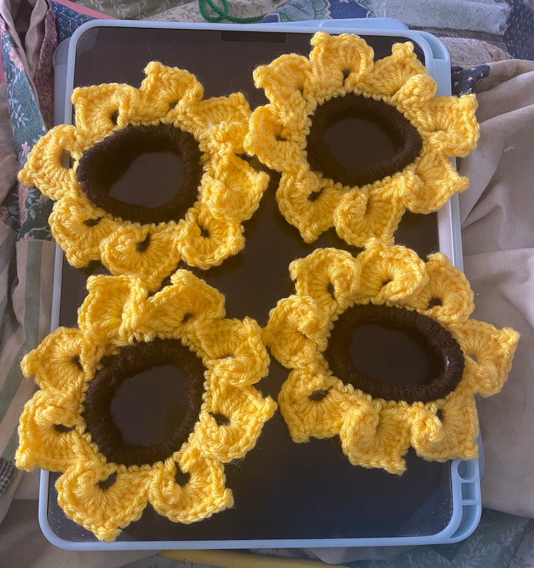 Crochet Scrunchie Sunflower - Etsy