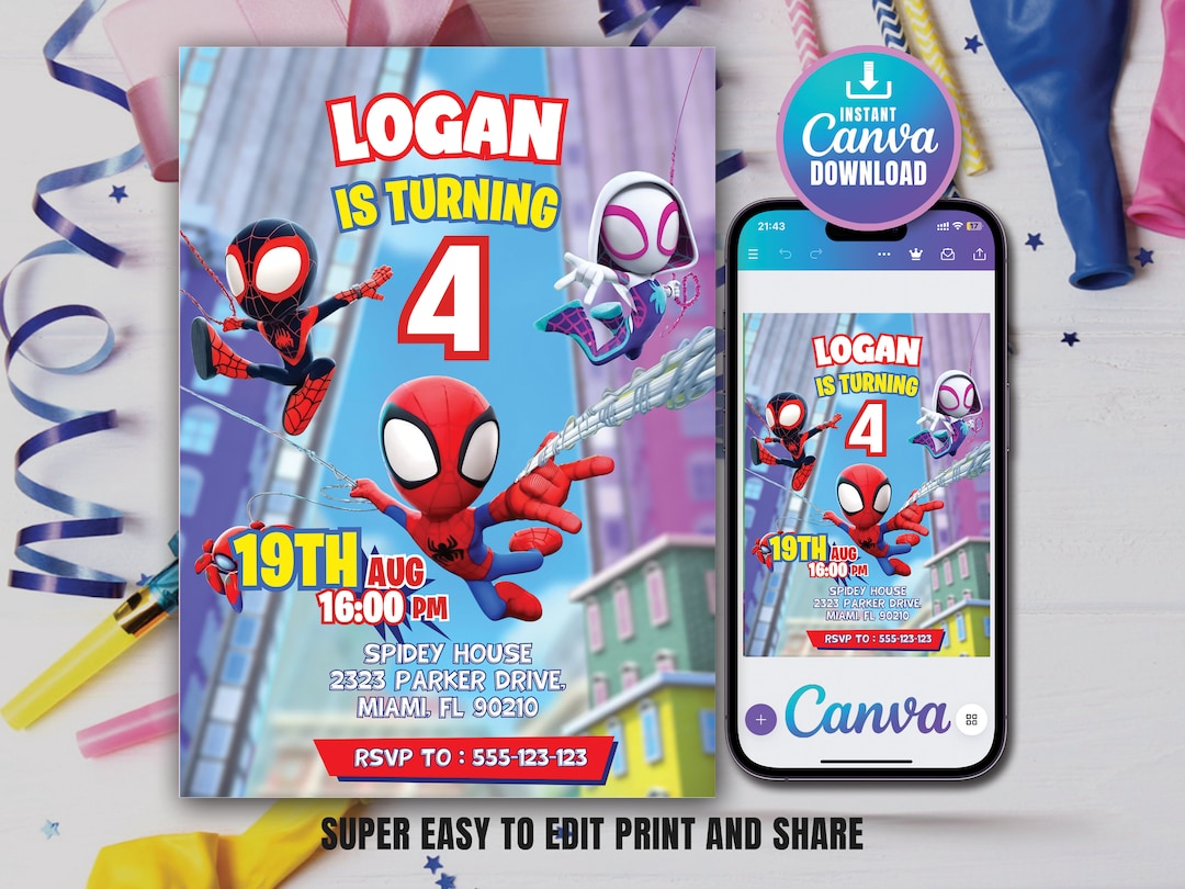 Spidey Invitation Spidey and His Amazing Friends Birthday Party Invite ...