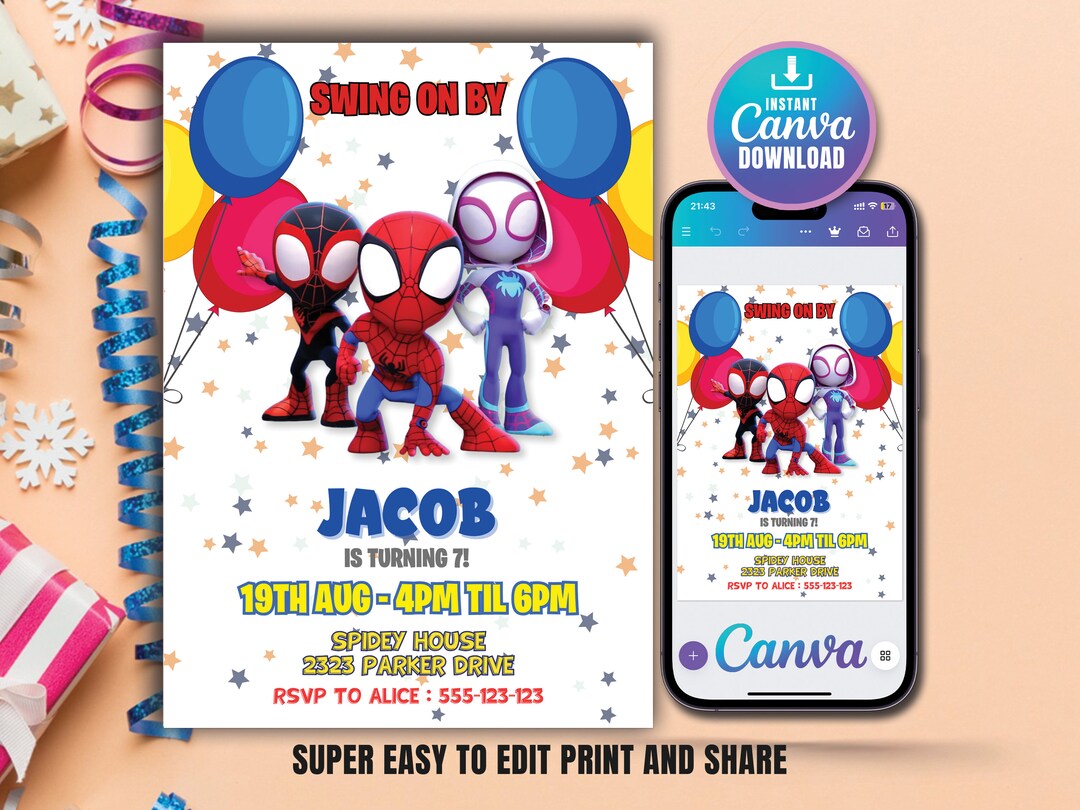 Spidey Invitation Spidey and His Amazing Friends Birthday Party Invite ...