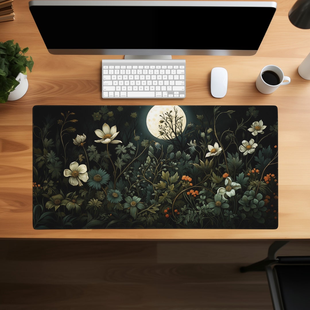 Moon Decor Celestial Desk Mat Dark Cottagecore Botanical Desk Mat ...