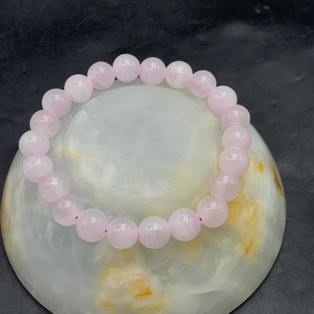 UV Reactive Pink Mangano Calcite Bracelet: Heart Healing Crystal ...