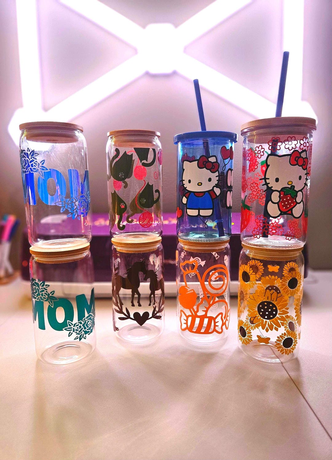 Custom Glass Can Cups, Personalized Glass Can Cups, 16.oz Glass Can ...