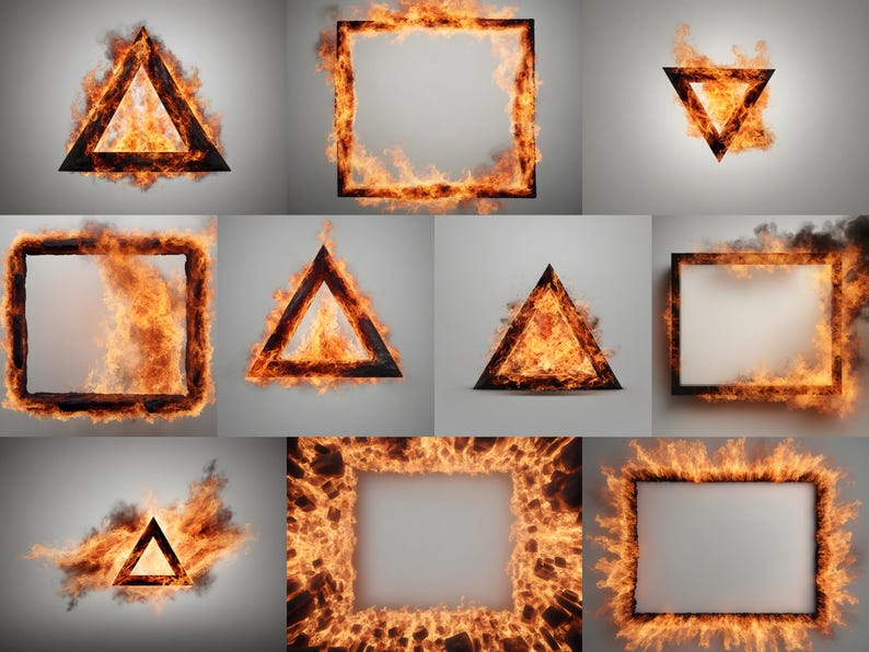 Intense Fire Frame Flame Hot Heat Digital Overlays Photography Backdrop ...
