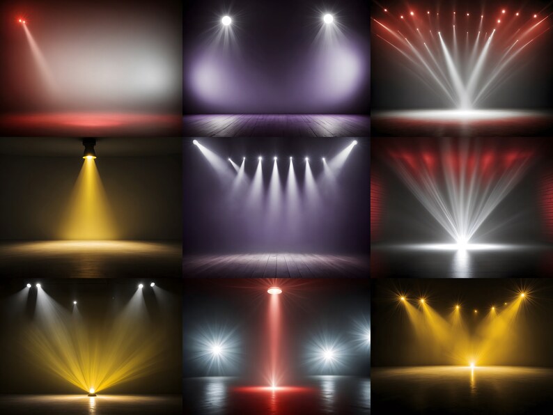 Glamour Luminous Colorful Glowing Spotlight Digital Overlays ...