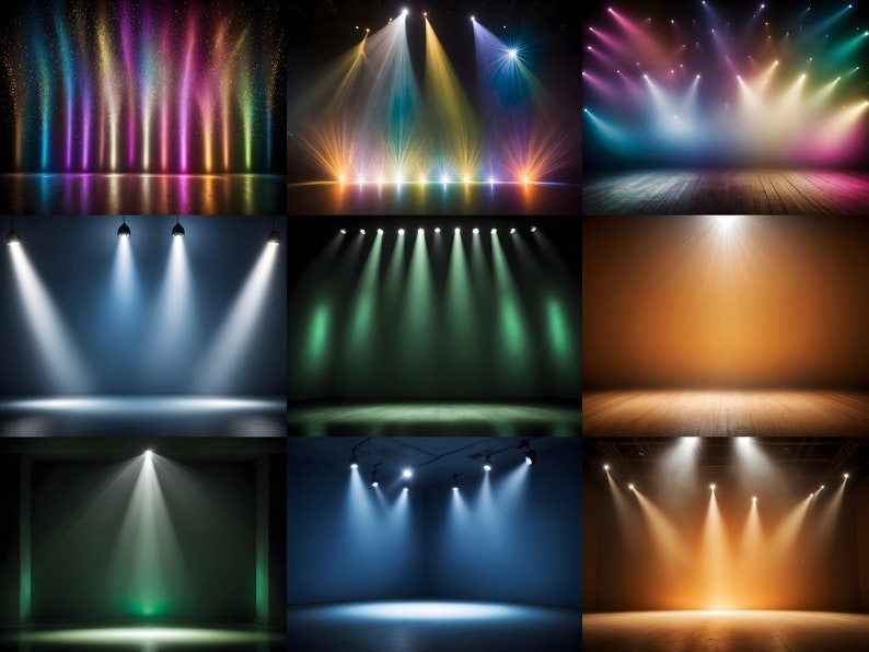 Glamour Luminous Colorful Glowing Spotlight Digital Overlays ...