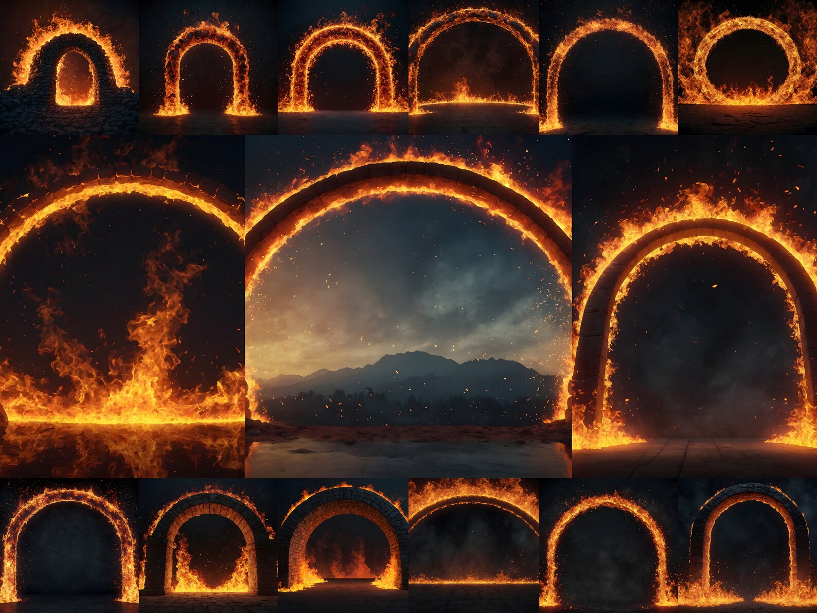 Fire Flame Heat Hot Intense Arch Digital Overlays Photography Backdrops ...