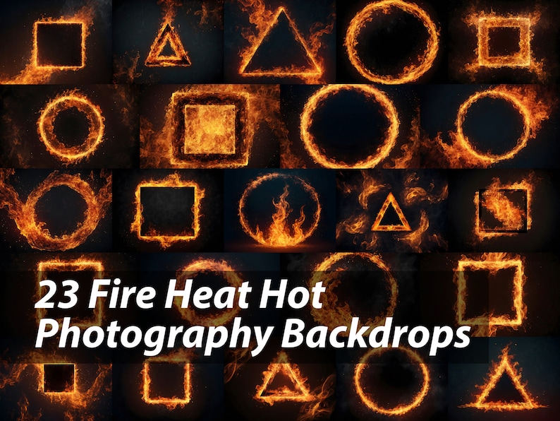 Hot Heat Fire Flame Hero Shape Circle Triangle Square Frame Digital ...