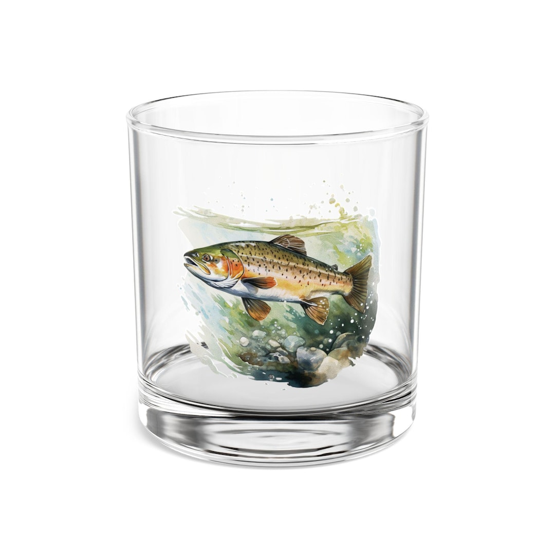 Brook Trout Whiskey Glass: Fly Fishing Gift, 10oz Rocks Tumbler - Etsy
