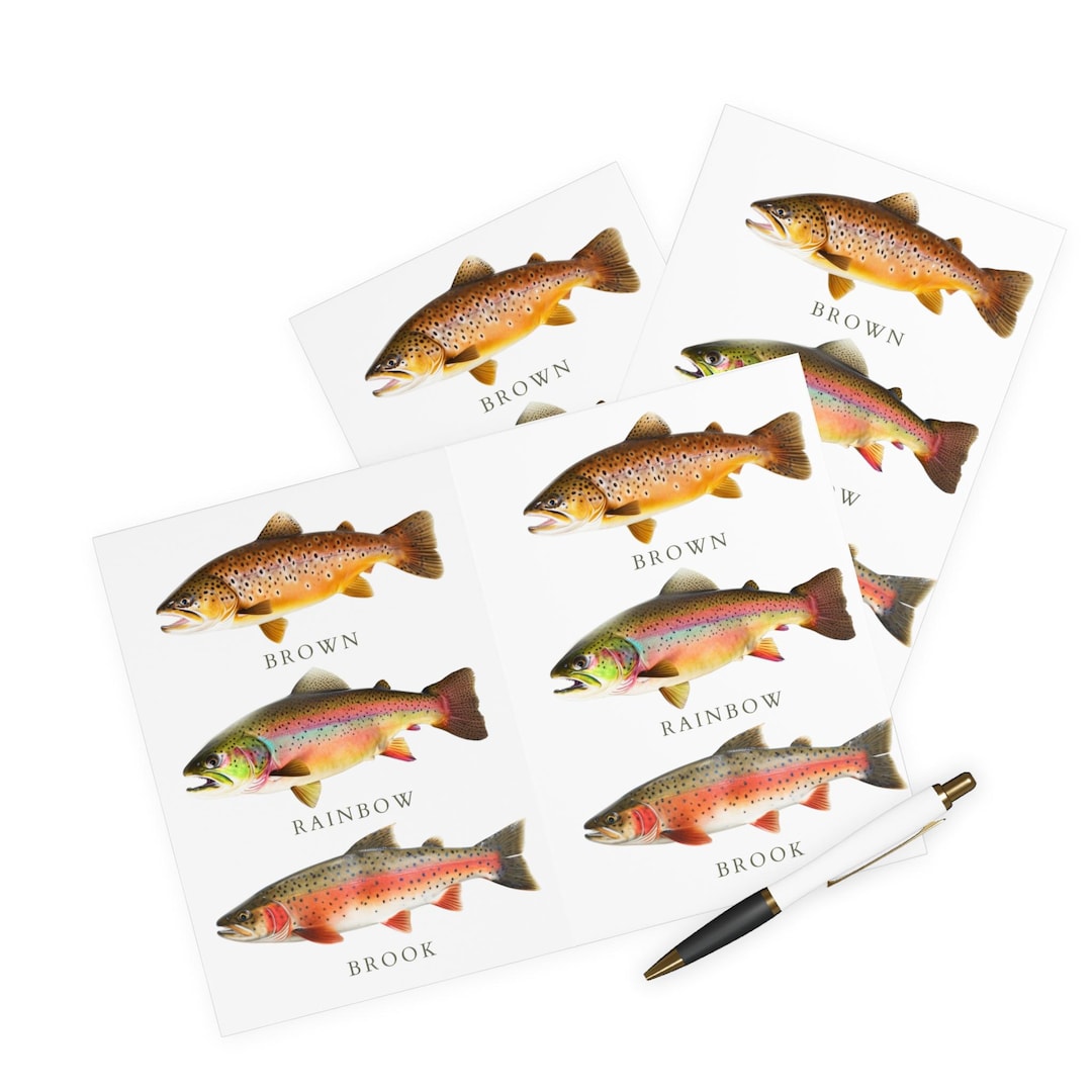 Trout Fish Art Greeting Cards, Nature-inspired Fishing Cards, Wildlife ...