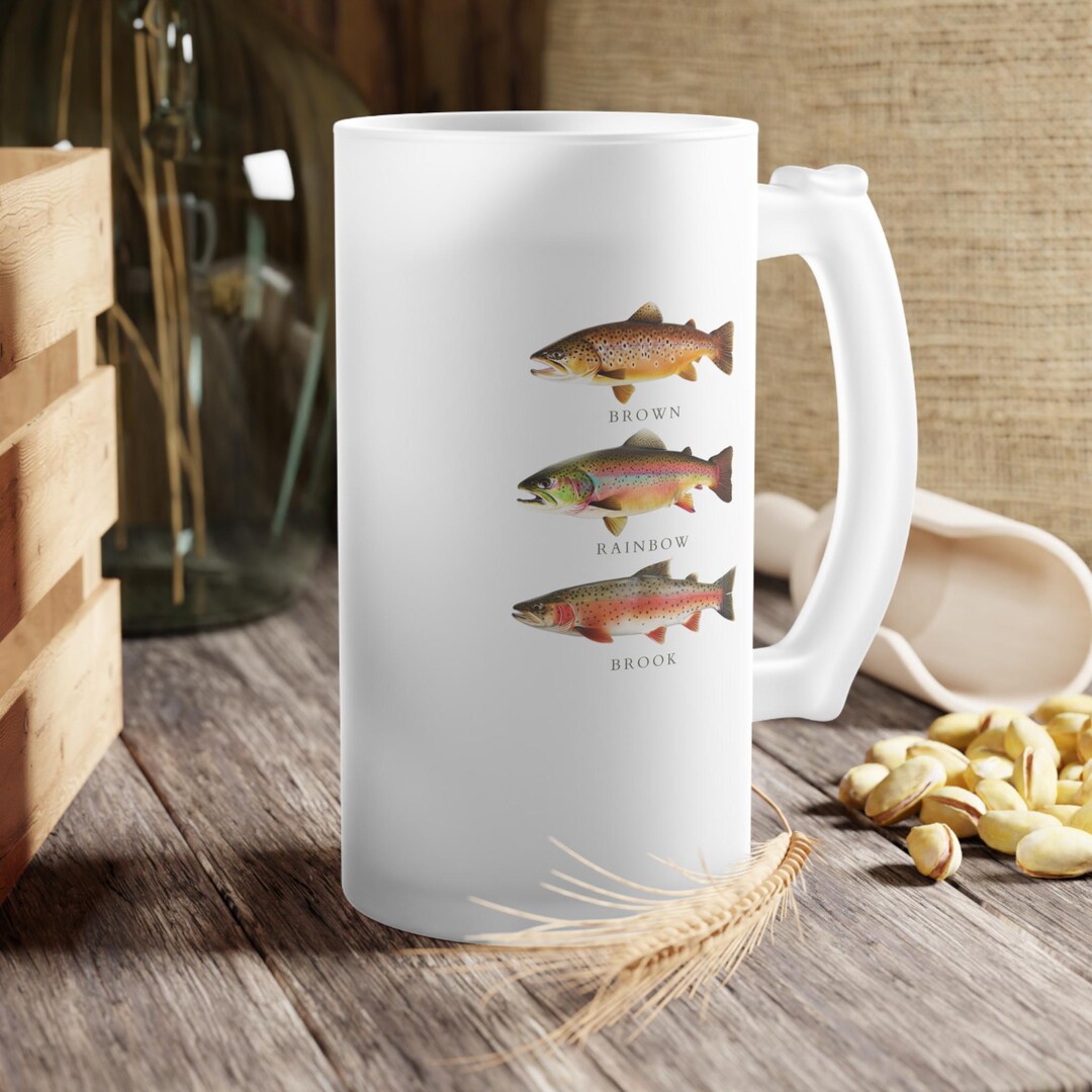 Trout Fish Frosted Glass Beer Mug: Fly Fishing Gift - Etsy