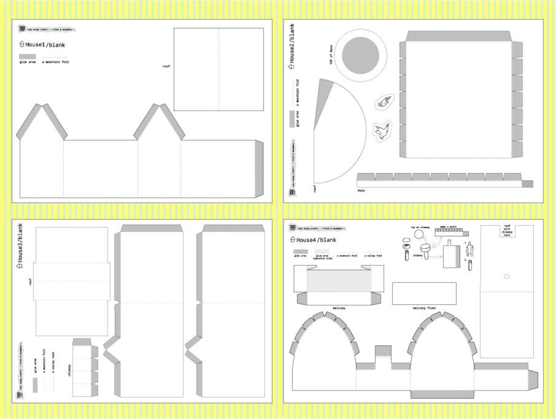 Paper Houses Printable Activity Sheets, Instant Download, Color, Cut ...