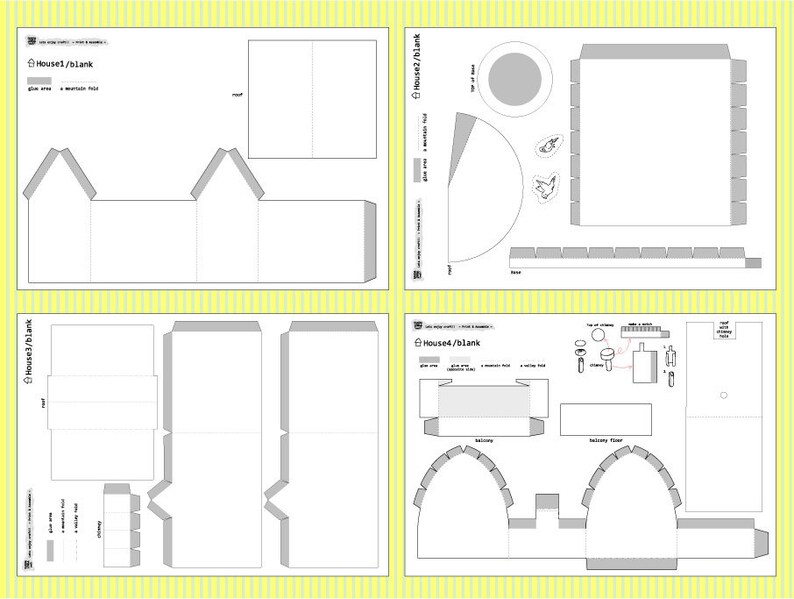 Paper Houses Printable Activity Sheets, Instant Download, Color, Cut ...