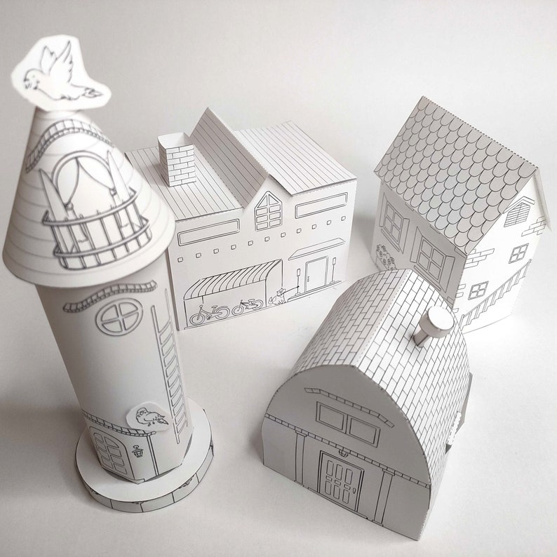 Paper Houses Printable: Color, Cut & Create Activity (digital Download ...