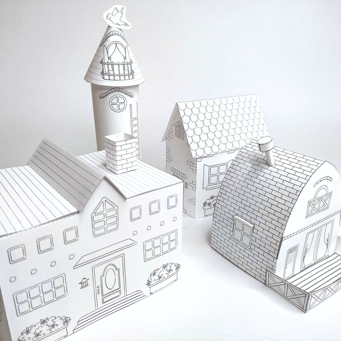 Paper Houses Printable Activity Sheets, Instant Download, Color, Cut ...