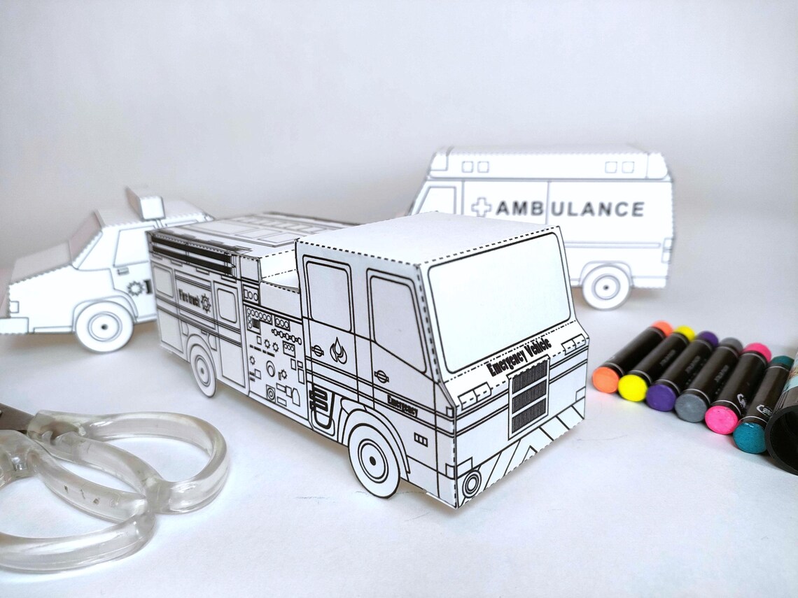 Paper Cars Printable Activity Sheets, Instant Download, Color, Cut and ...