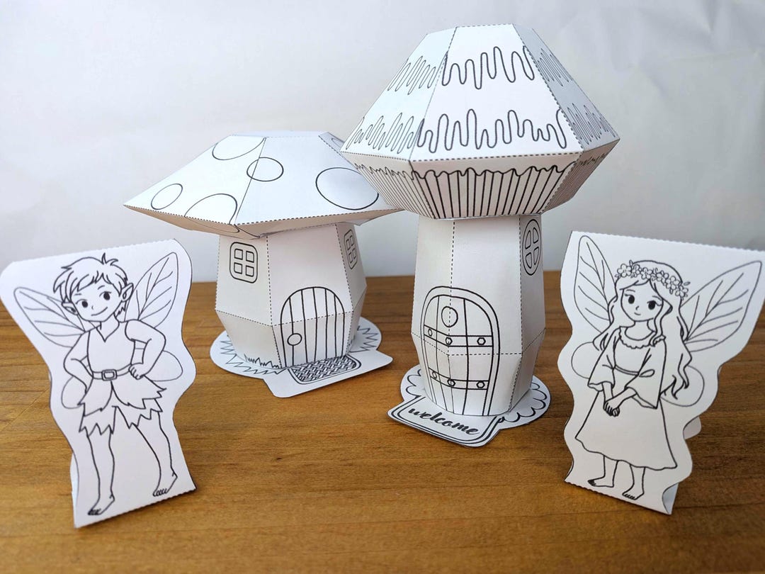 Printable Paper Mushroom House: Color, Cut & Create (PDF Download) - Etsy