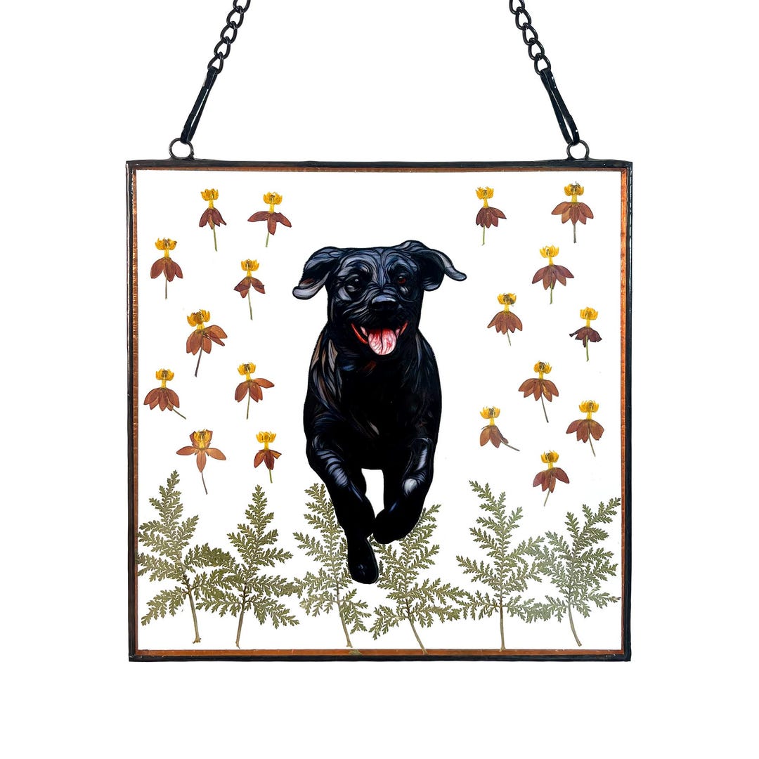 Personalizable Black Labrador Dog Stained Glass Panel Pet Suncatcher ...