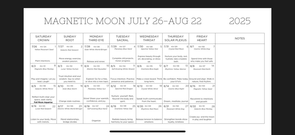 Digital 13 Moon Dreamspell Calendar July 2025- July 2026 - Etsy