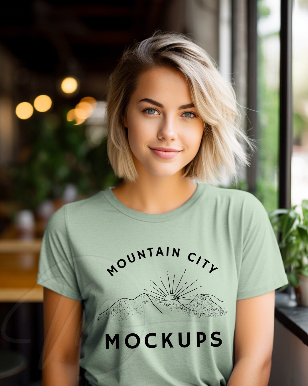 Heather Sage, Bella Canvas 3001 Model Mockup, Bella Mockup Template ...