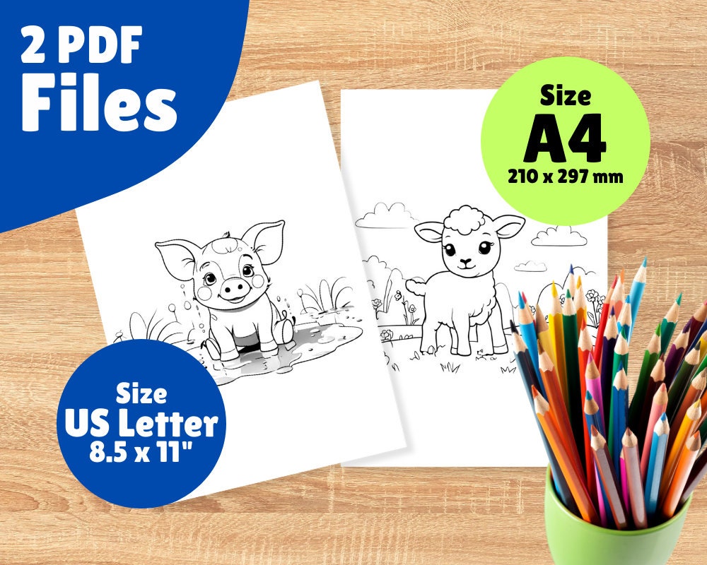 Farm Friends Coloring Pages for Kids Cute Animals Printable Drawings ...