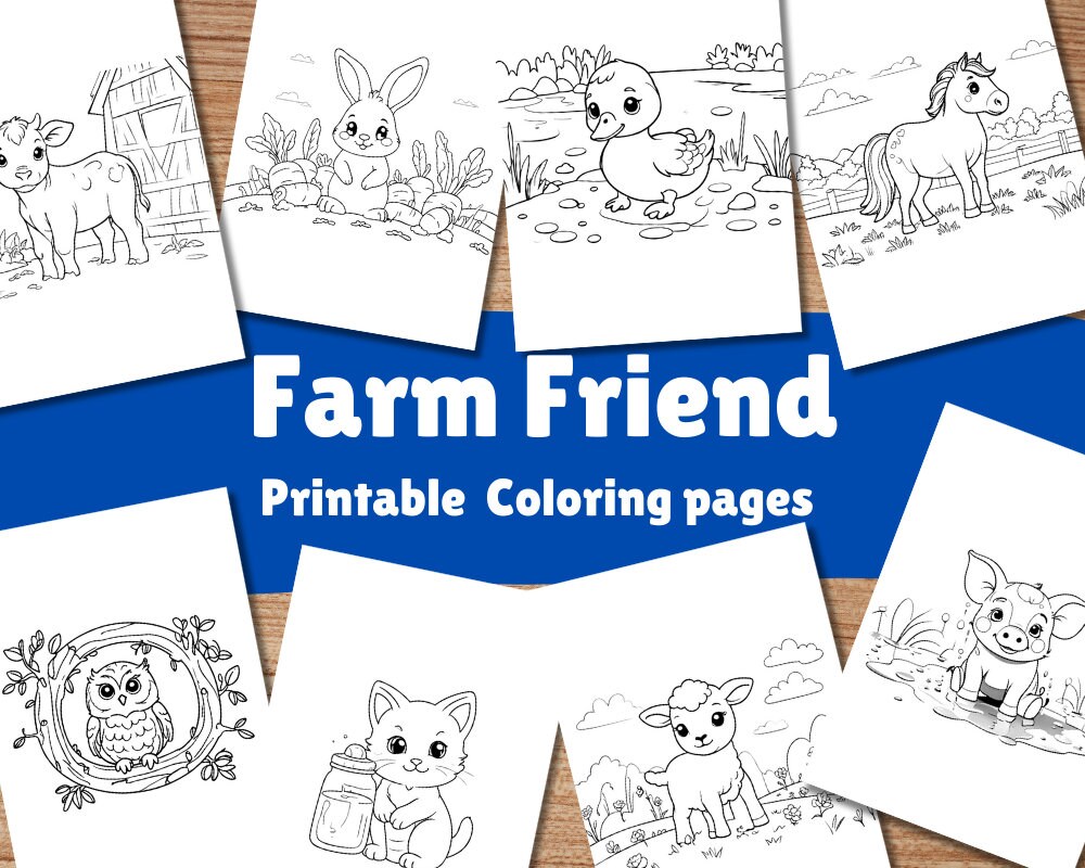 Farm Friends Coloring Pages for Kids Cute Animals Printable Drawings ...