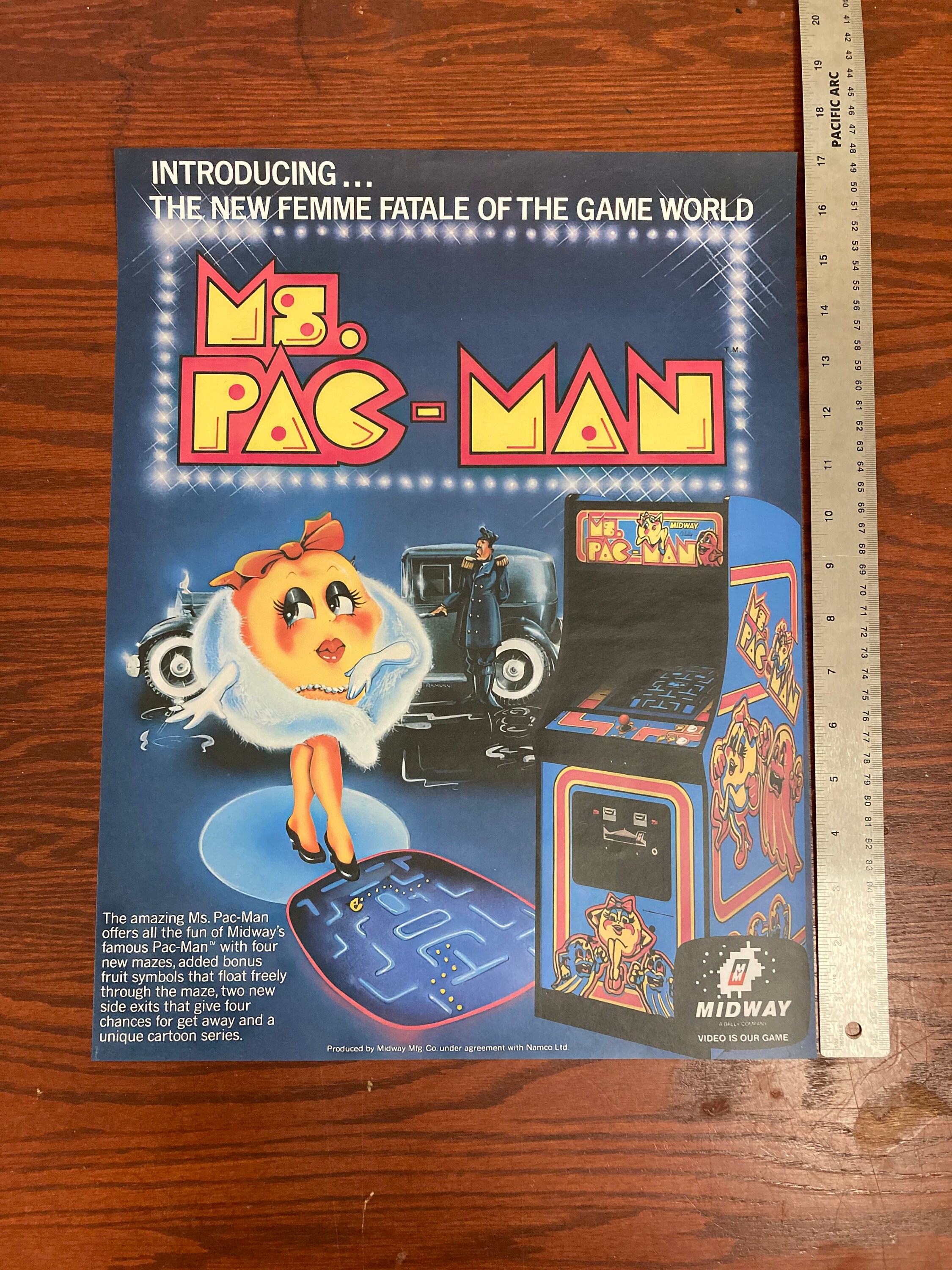 Ms. Pac-man Poster Arcade Game Laminated 13x17 Wall Hanging for ...