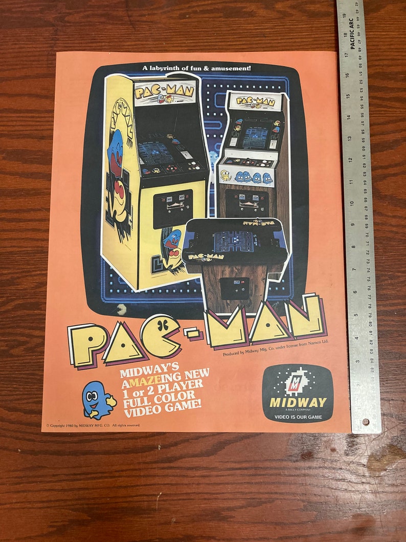 Pac-man Poster Arcade Game Laminated 13x17 Wall Hanging for Gameroom or ...