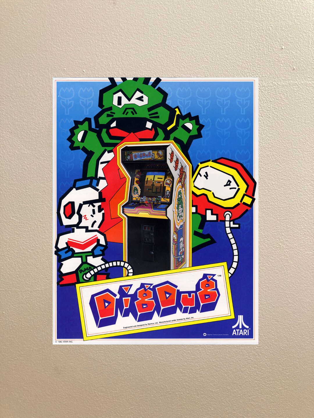Dig Dug Poster 1981 Vintage Arcade 13 X 17 Wall Hanging for Gameroom or ...