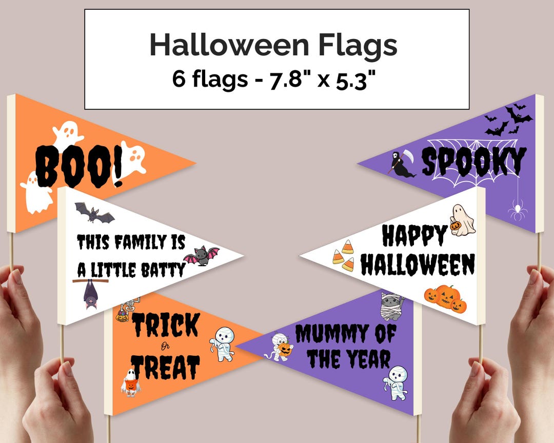 Spooky Halloween Printable Pennant Flags, 6 Designs Boo, Trick or Treat ...