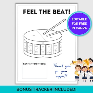 Editable Band/marching Band Fundraiser Tracker, Feel the Beat/drum ...