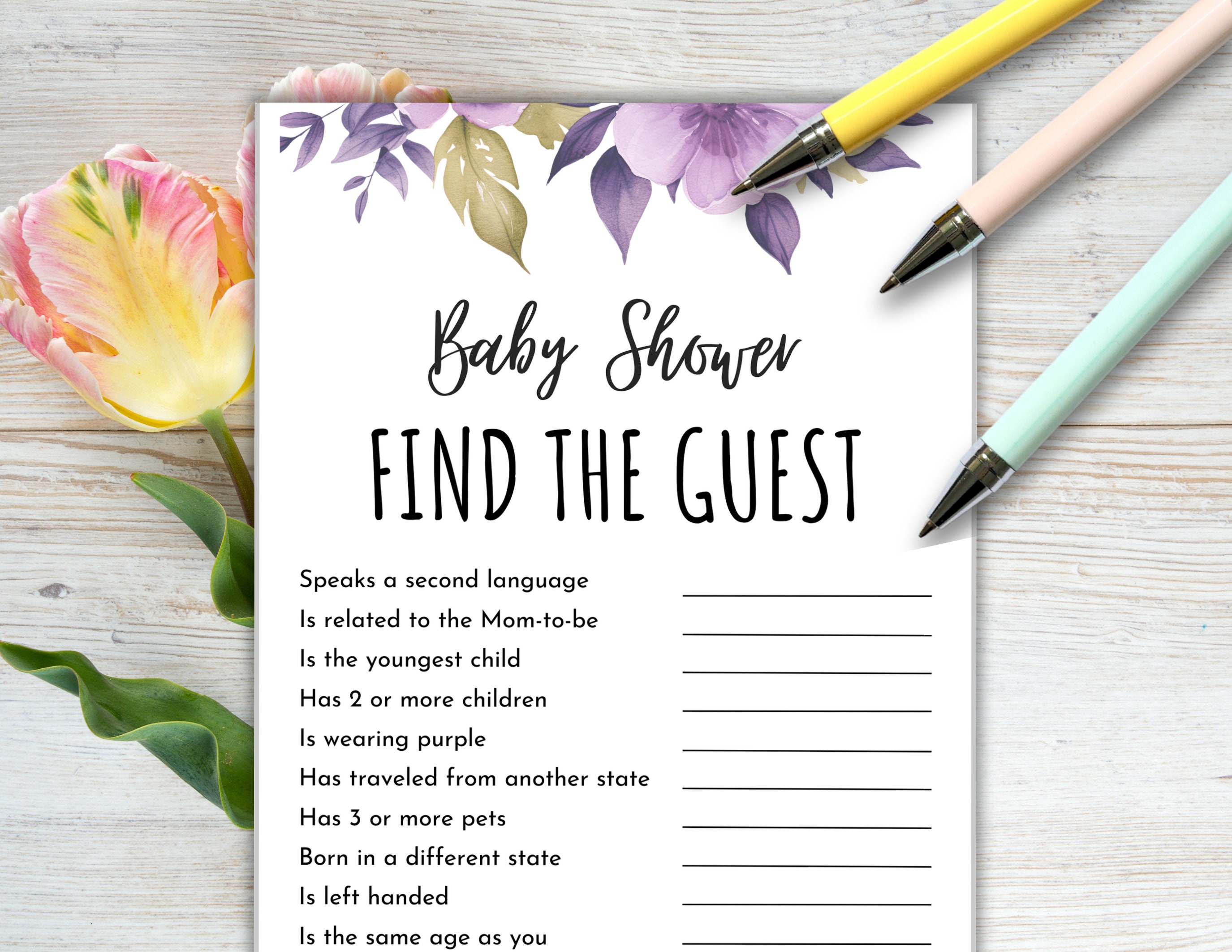 Baby Shower Game Find the Guest Icebreaker, Printable Instant Download ...