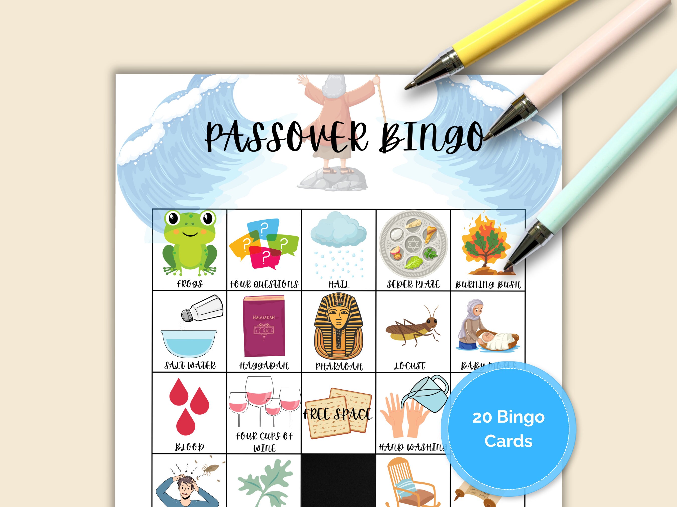 Printable Passover Bingo - Includes 20 Bingo Cards for Your Seder - Etsy