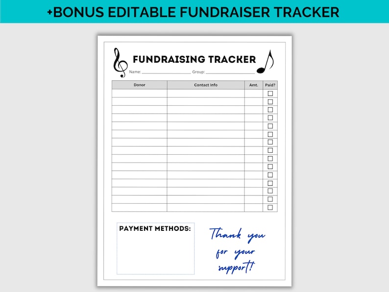 Editable Band/marching Band Fundraiser Tracker, Feel the Beat/drum ...
