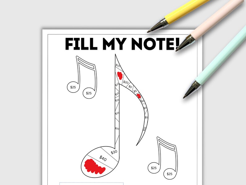 Editable Band/choir Fundraiser Tracker, Fill Your Note/musical Notes ...